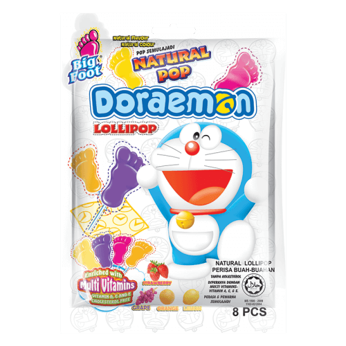 Big Foot Natural Pop Doraemon Lollipop (8 pcs) - Nicko Jeep Manufacture ...